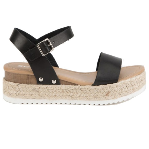 Shoes | New Black Open Toe Espadrille Flatform Sandals | Poshmark